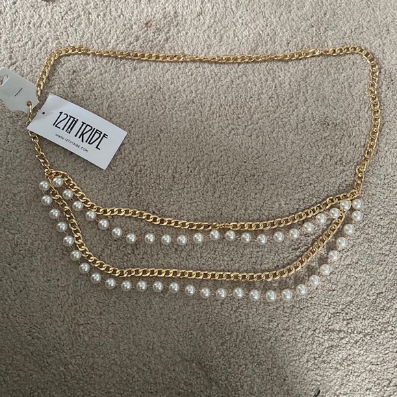 12th Tribe | Accessories | 2th Tribe Mimi Pearl And Gold Chain Belt ...